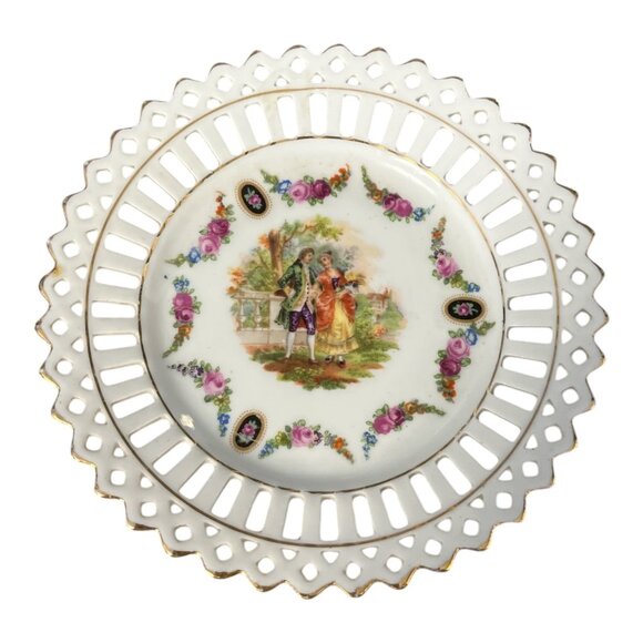 Accents | Vintage German Reticulated Porcelain Plate Courting Couple ...